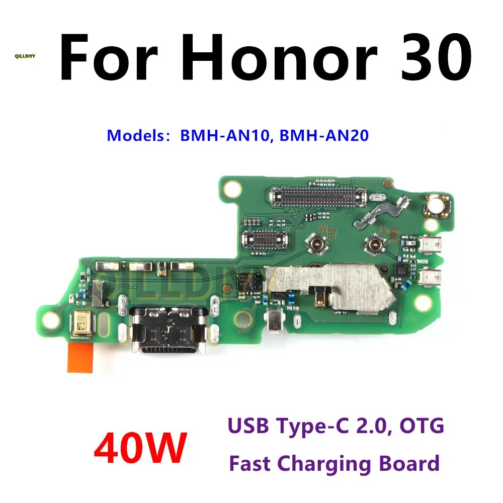 Для Honor 30: Плата зарядного порта USB Type-C 40W, слот для SIM-карты, модуль микрофона, гибкий кабель – запчасти для ремонта