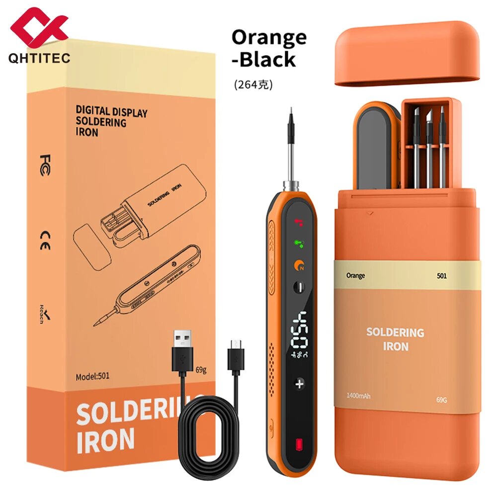 Беспроводной паяльник QHTITEC Orange-Black, Model:501