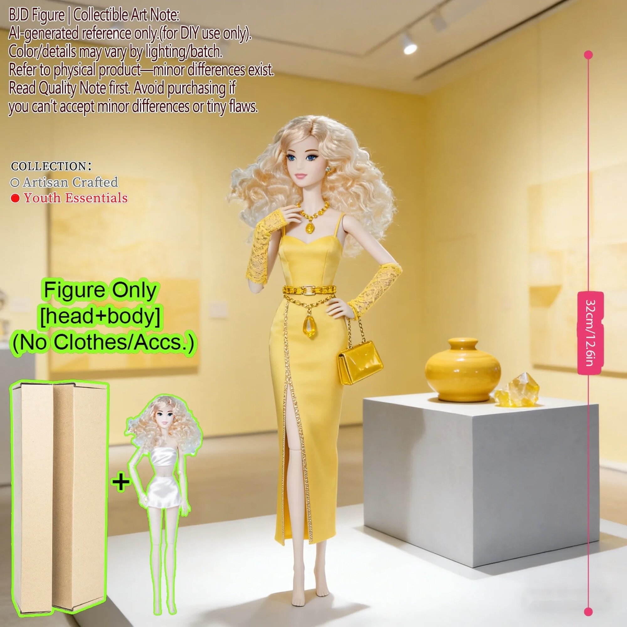 Кукла BJD 12.6" SuperModel, светло-желтый, TypeA