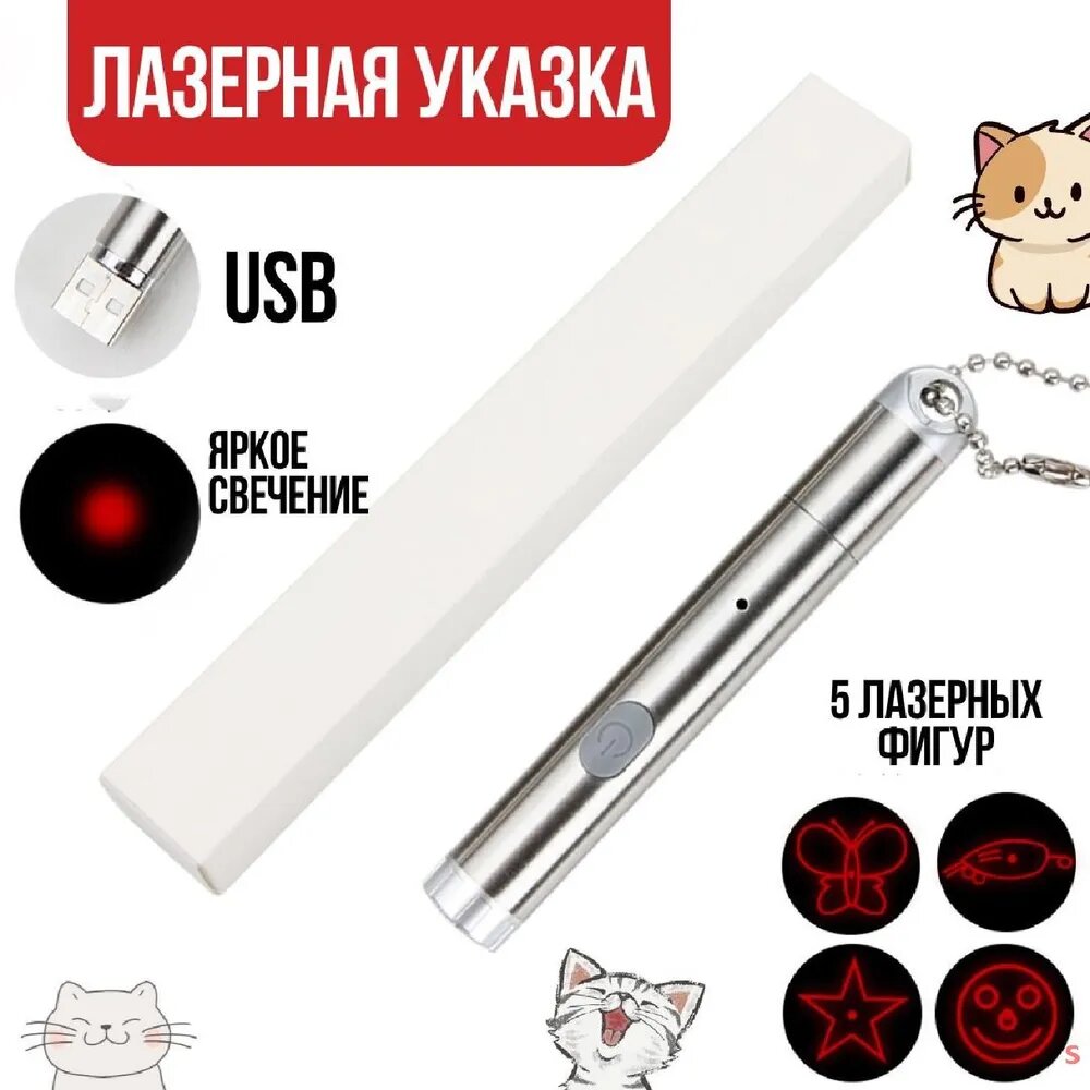 Лазерная указка 5 в 1 для кошек и собак с USB зарядкой, игрушка лазер дразнилка11