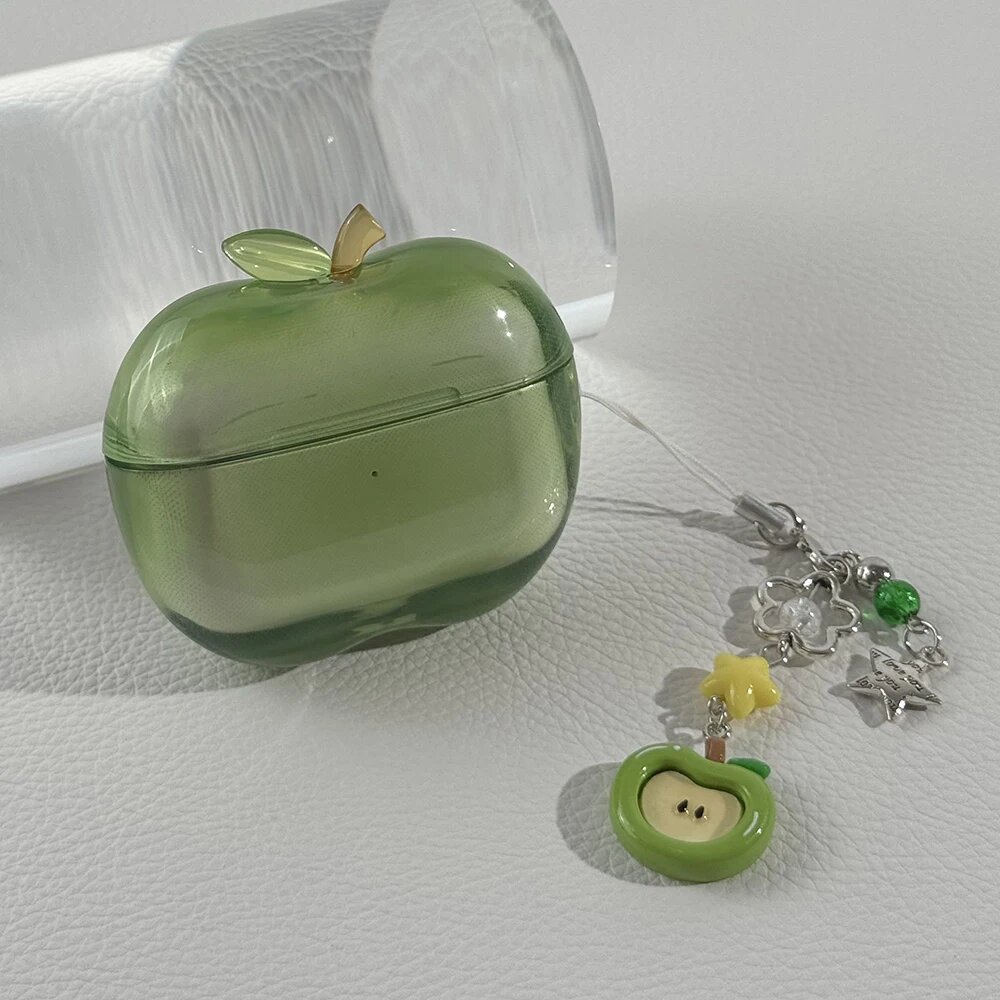 Прозрачный силиконовый чехол для AirPods Pro 2/1 Erilles For AirPods Pro 3, Green Gift lanyar