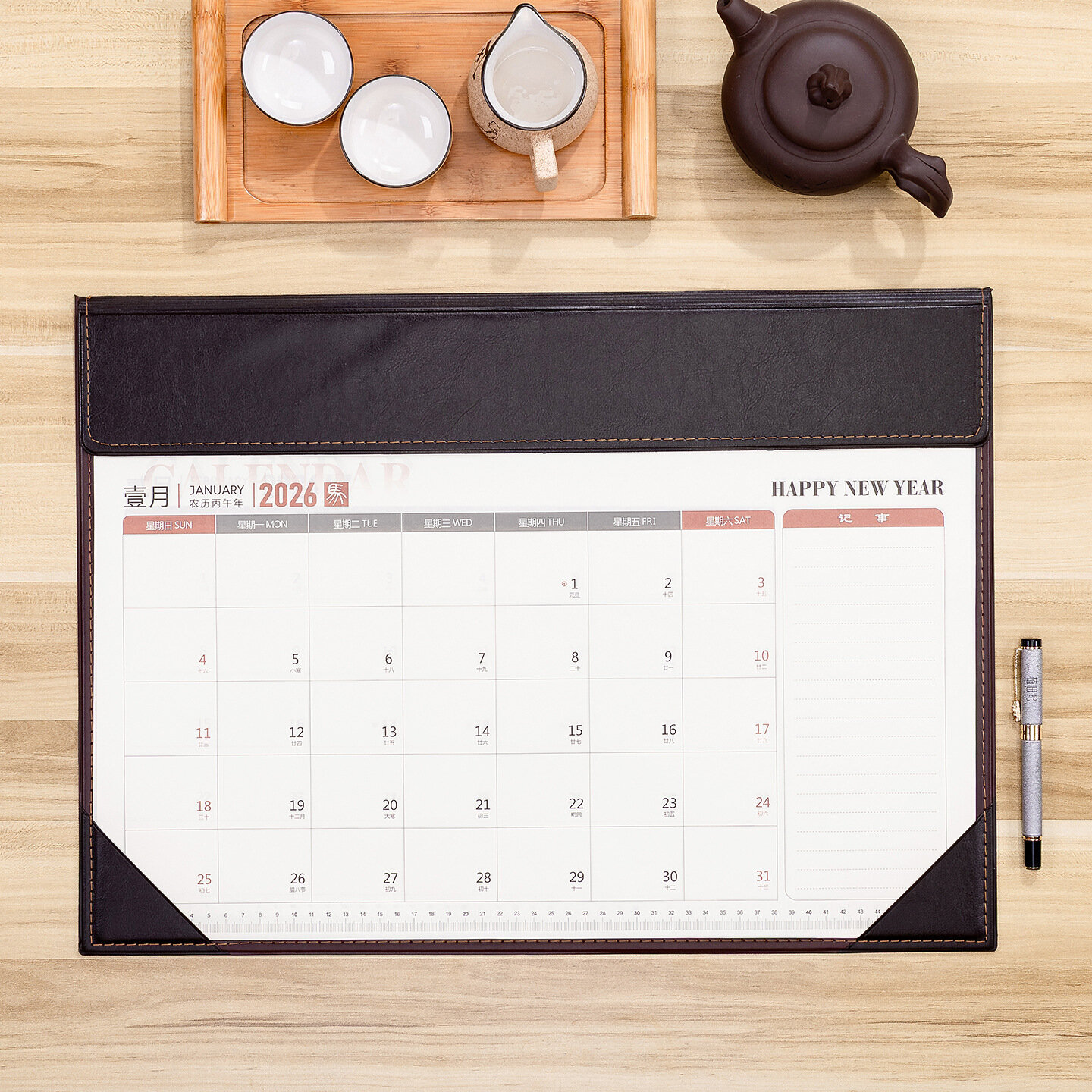 Календарь на 2026 год, большой настольный календарь-блокнот, кожаный календарь-планер, простой блокнот, большой планировщик с сеткой, ежемесячный календарь.