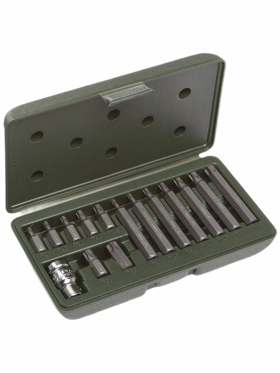 Набор вставок 3/8" TORX 15пр короткие и удлиненные в кейсе