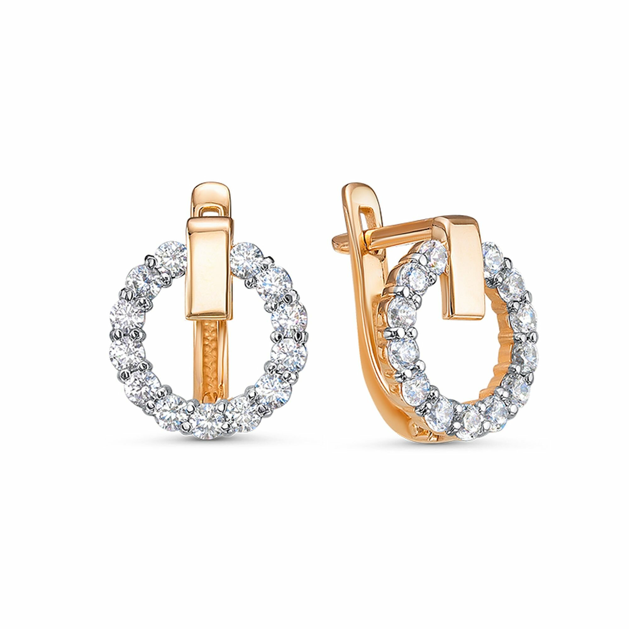 Серьги Diamant online, красное золото, 585 проба, фианит