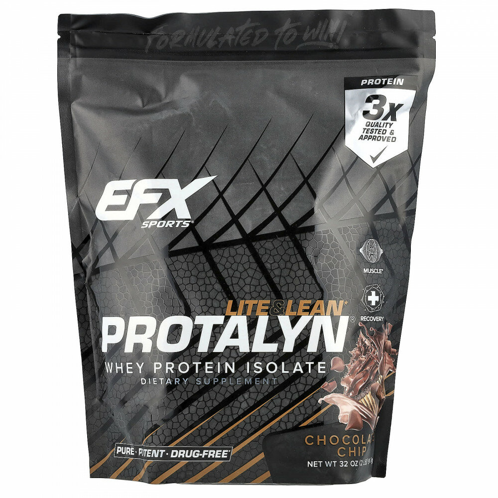 EFX Sports, Protalyn® изолят сывороточного протеина, шоколадная крошка, 907 г (2 фунта)