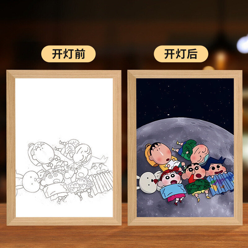Тщательно отобранная терапевтическая ночная лампа с изображением Крейона Шин-чана, украшение для спальни, декоративная картина, креативная атмосферная лампа, подарок на день рождения.