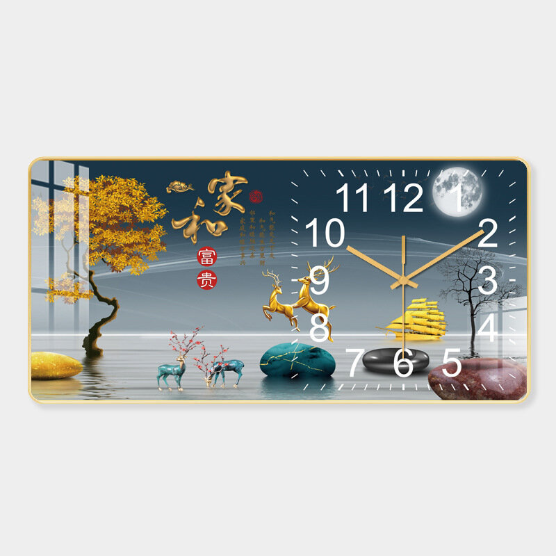 Новые настенные часы в стиле легкой роскоши для гостиной, декоративная картина, настенные часы для прихожей, креативные бесшумные часы в китайском стиле для столовой.
