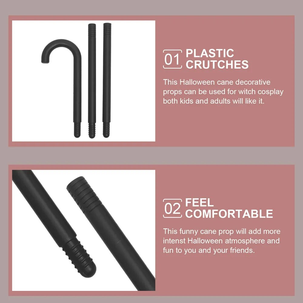 Пластиковый костыль для косплея на хэллоуин черного цвета для декора