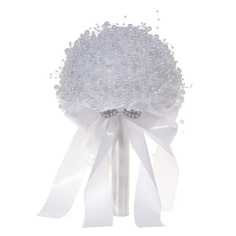 Свадебный Букет С Искусственным Жемчугом, Подходит Для Вечеринок И Фотосъемок, 1 Шт