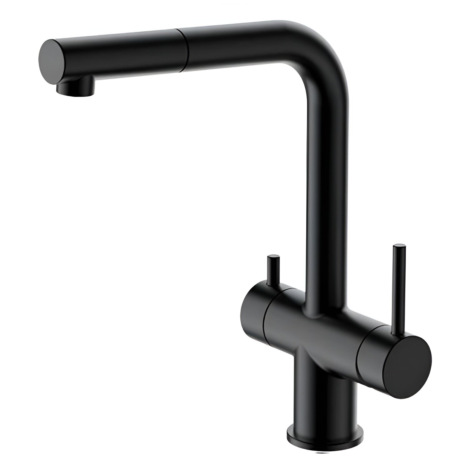 Смеситель для кухни с выдвижной лейкой Gappo G4397-76, черный матовый