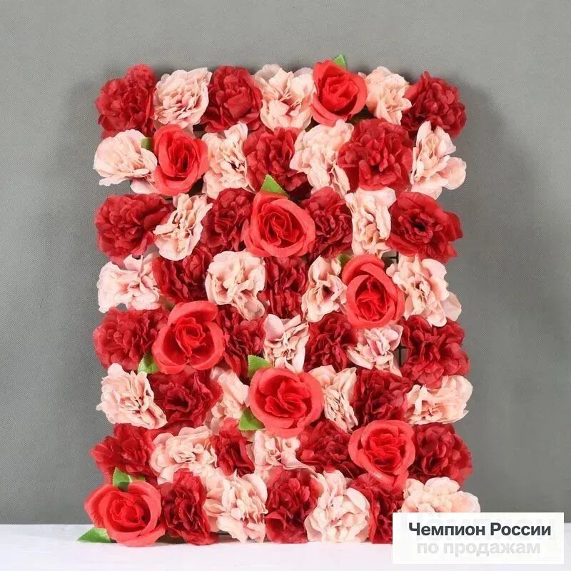 Искусственные цветы панно из роз 400x600мм для свадьбы, 1 шт красные и розовые