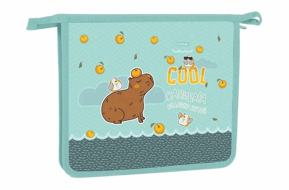 Папка для тетрадей Hatber А5 на молнии сверху пластиковая, "Реально крутой Капибара" (084862/01006)