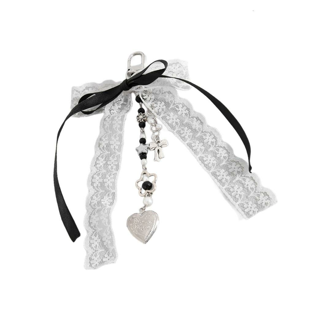 Сердцевидный кулон-бант из кружева, 3