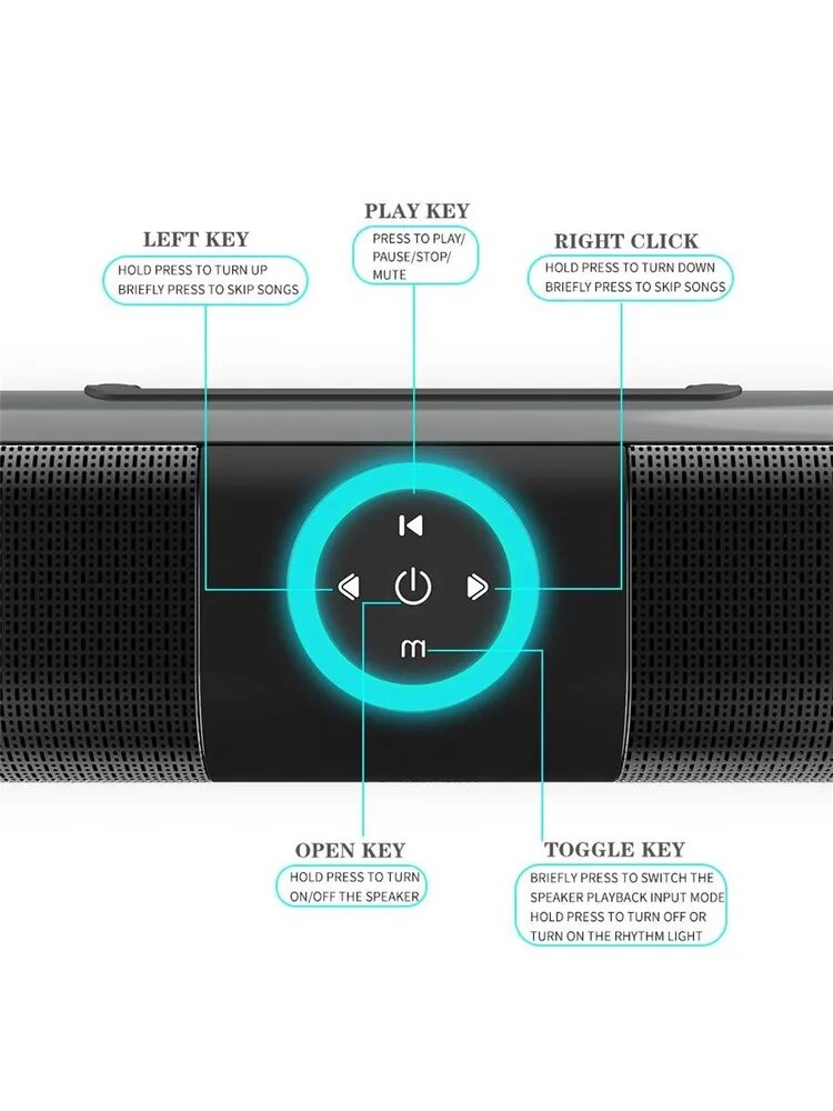 Саундбар Soundbar TV с Bluetooth, 2.0 звуковая схема, для домашнего кинотеатра, черный — фото 1