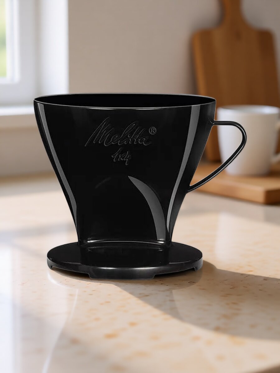Фильтр конус Melitta Standard 1x Размер 4 чёрный многоразовый, для 2 чашек кофе, можно мыть в посудомойке.