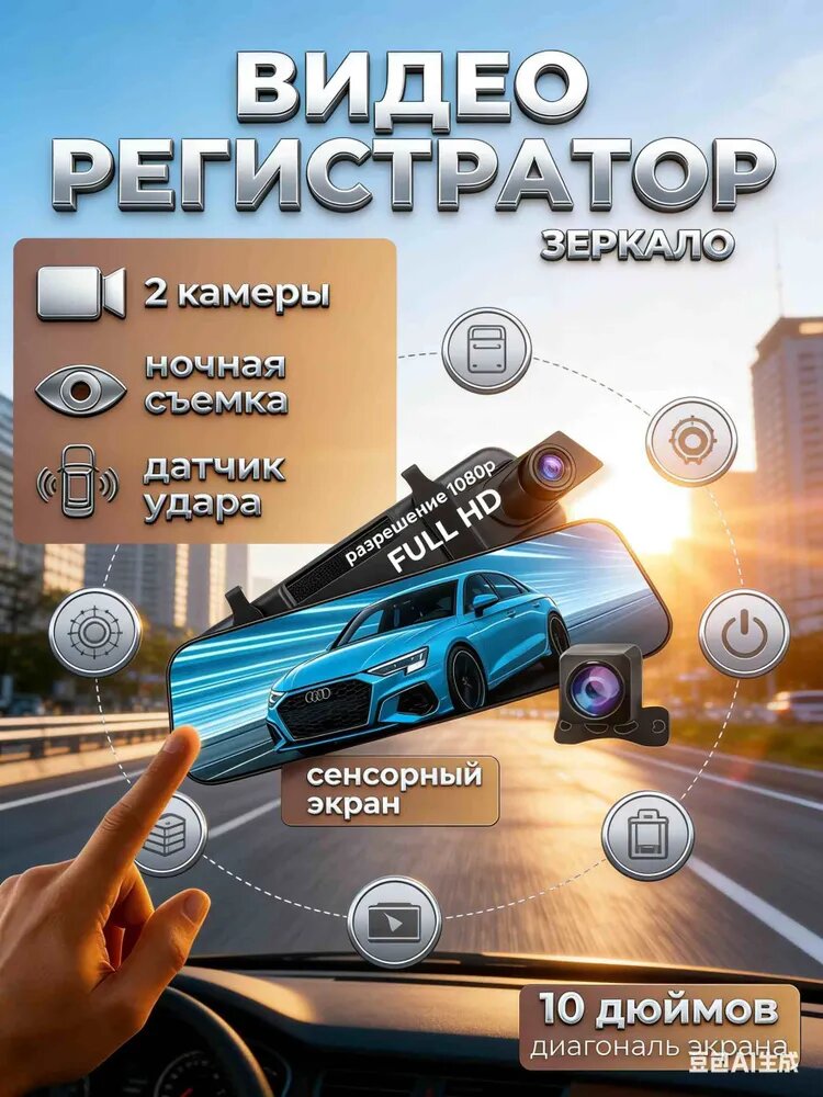 Автомобильный видеорегистратор камера двухканальное управление условиями движения
