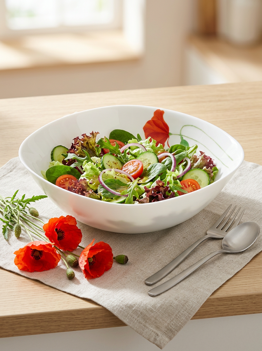 Набор салатников 1430 мл, 23 см, комплект 6 штук, опаловое стекло