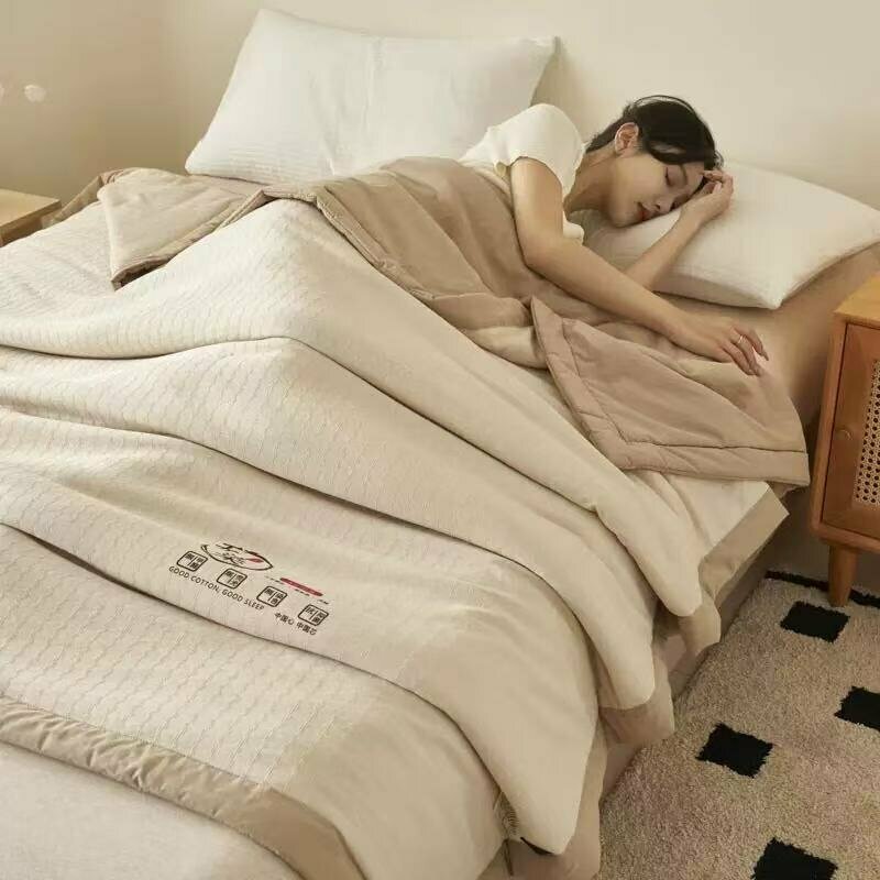 Хлопковое одеяло класса А. Хлопковое жаккардовое соевое летнее прохладное одеяло.200×230cm，жёлтый