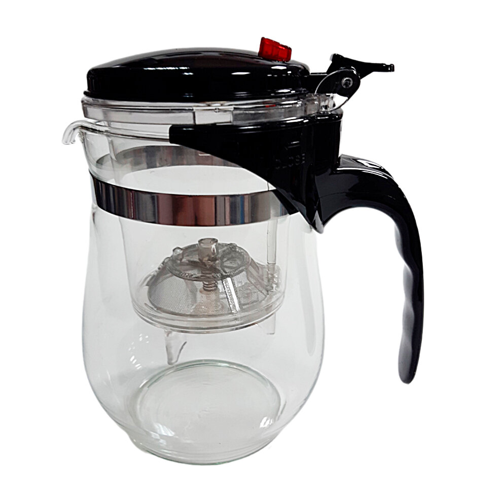 Чайник заварочный с кнопкой Гунфу TEA CUP, стекло, металл, пластик, 500 мл