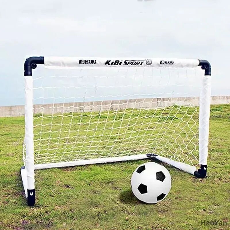 Футбольные ворота KiBi Sport для улицы, переносные, белого цвета с сеткой для детей и взрослых