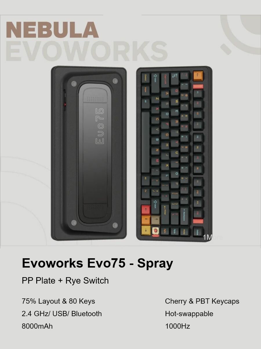 Игровая клавиатура Evoworks Evo75, PP Plate + Rye Switch, QQZ, PEN TU SHAN HEI