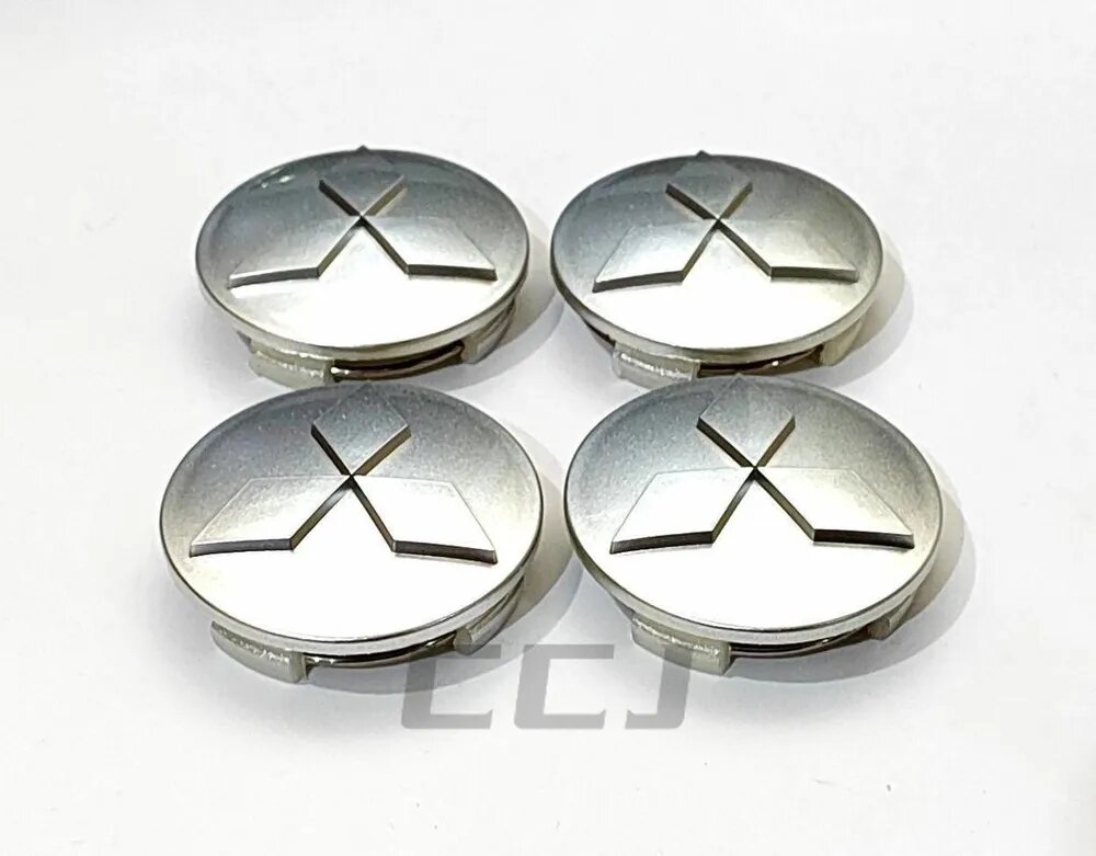 Колпаки ступицы колеса Mitsubishi 4 шт. Заглушки дисков серебристые ABS пластик