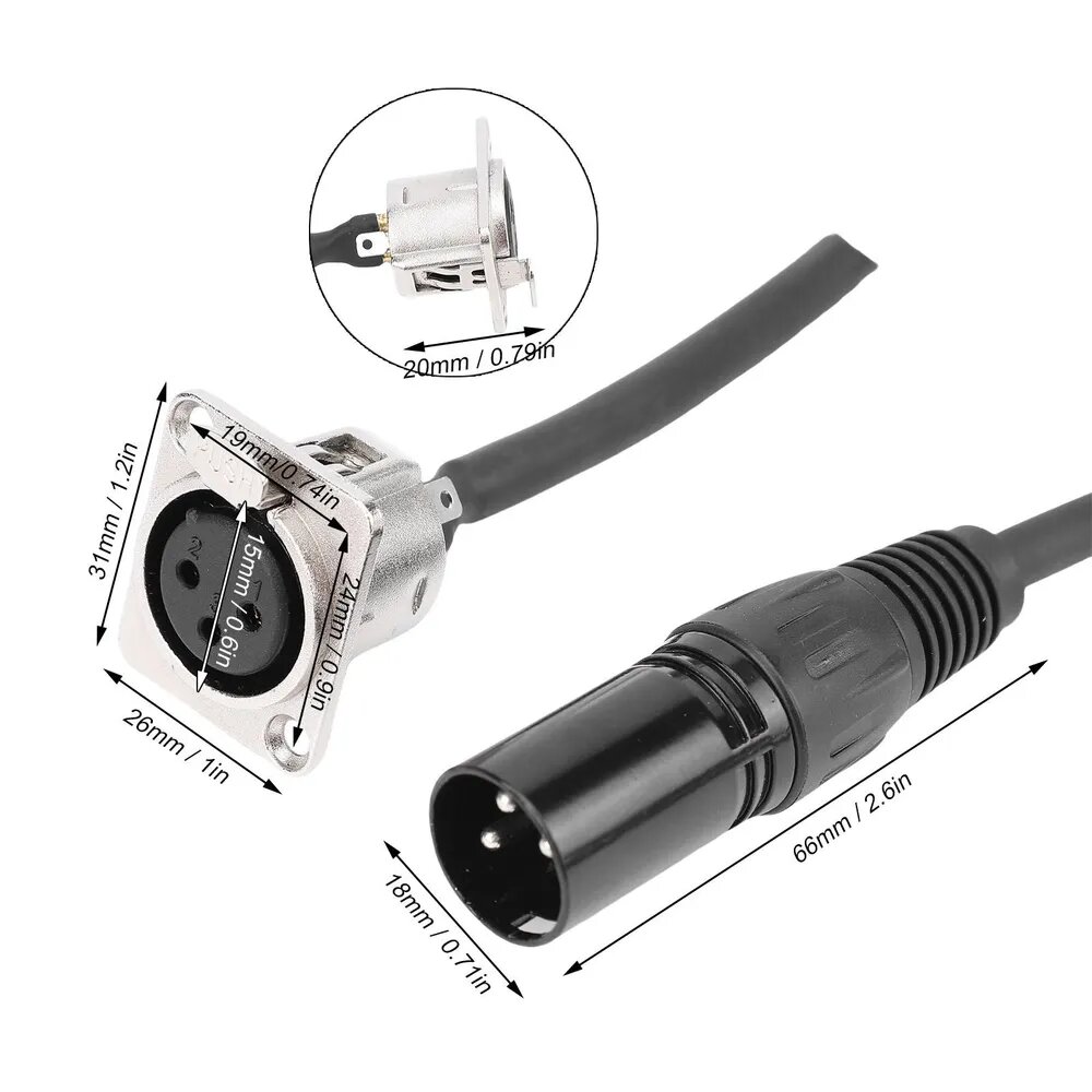Аудиокабель XLR-XLR, черный, для микрофонов, сценического освещения, микшеров, усилителей — фото 1