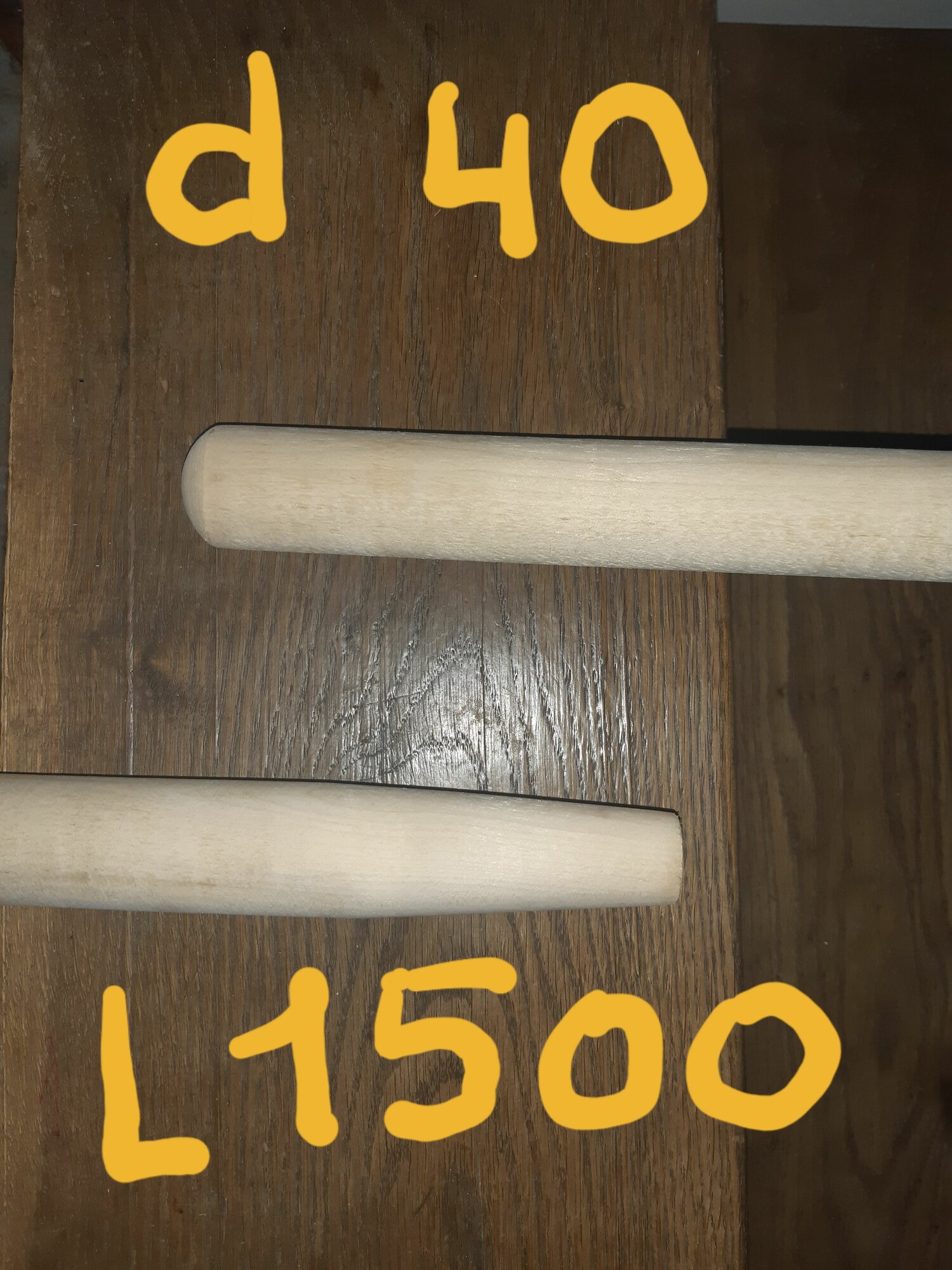 Черенок для лопаты деревянный (высший сорт) L1500 D40