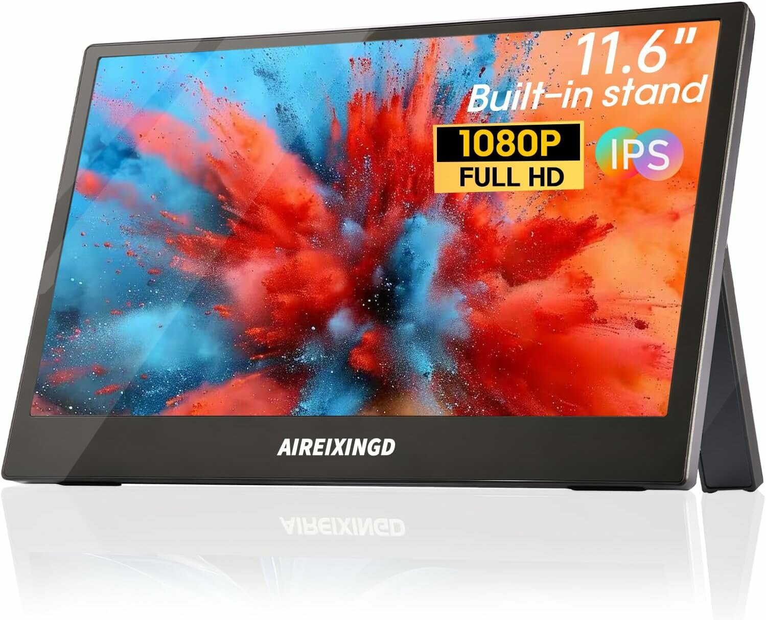 Портативный монитор с 11,6-дюймовым IPS-дисплеем с разрешением 1080p FHD, частотой обновления 60 Гц, ультратонкий дорожный монитор с USB/Type-C/Mini HDMI и подставкой, удлинитель экрана для ноутбука, Mac, телефона, PS, Xbox, Switch