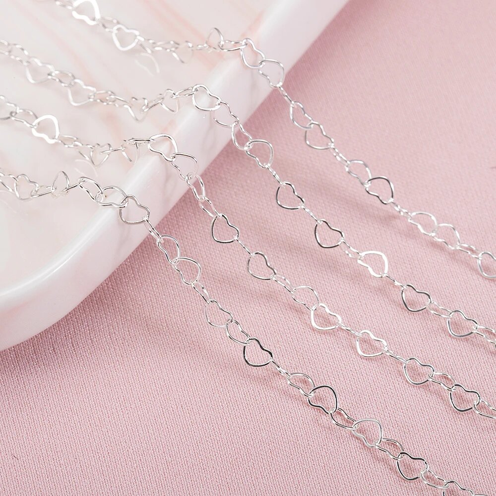 Медные цепочки Ailimi для рукоделия, 3 мм, сердечки, 5meters, Серебряный, Silver color