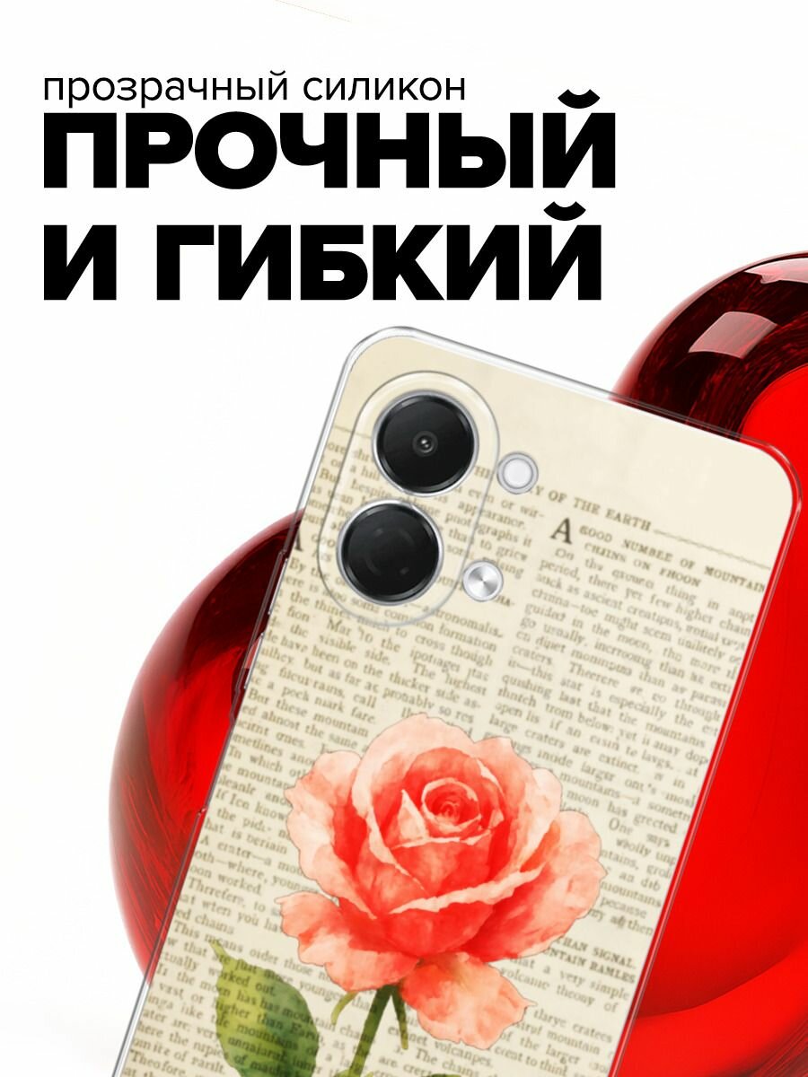 Чехол на Tecno Spark Go 3 / Текно Спарк Го 3 с принтом Гербарий роза — фото 1