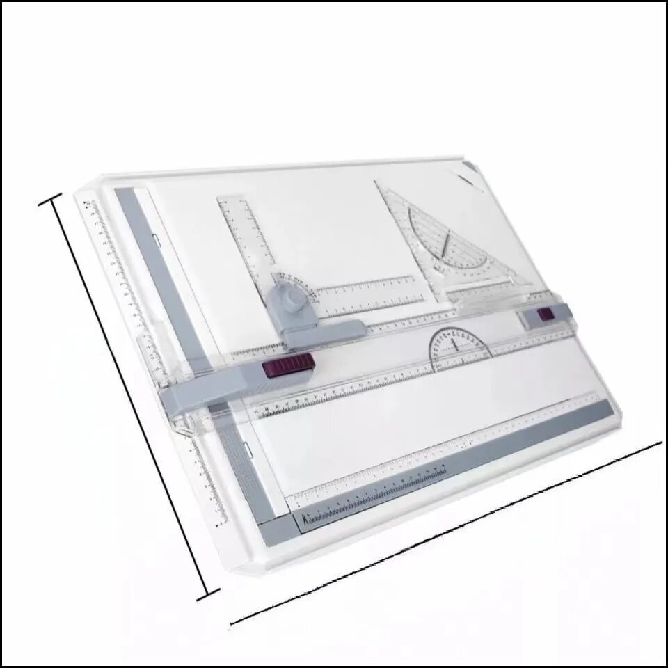 Доска чертежная (кульман) А3, 505х370мм, с рейсшиной, треугольником и чертежным узлом
