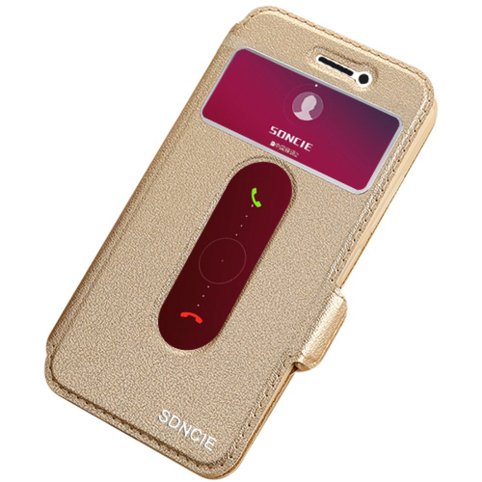 Чехол-книжка MyPads для OnePlus 5 с окном вызова и свайпом золотой