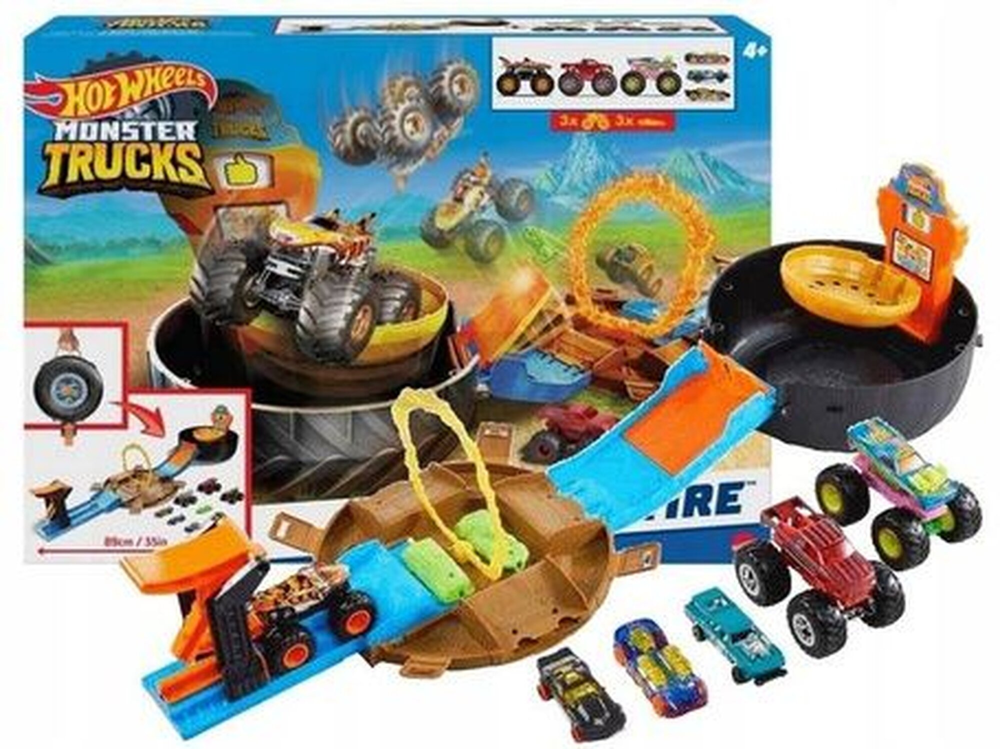 Набор Hot Wheels - трассы для трюков Hot Wheels Monster Truck + 6 машинок - HHY74