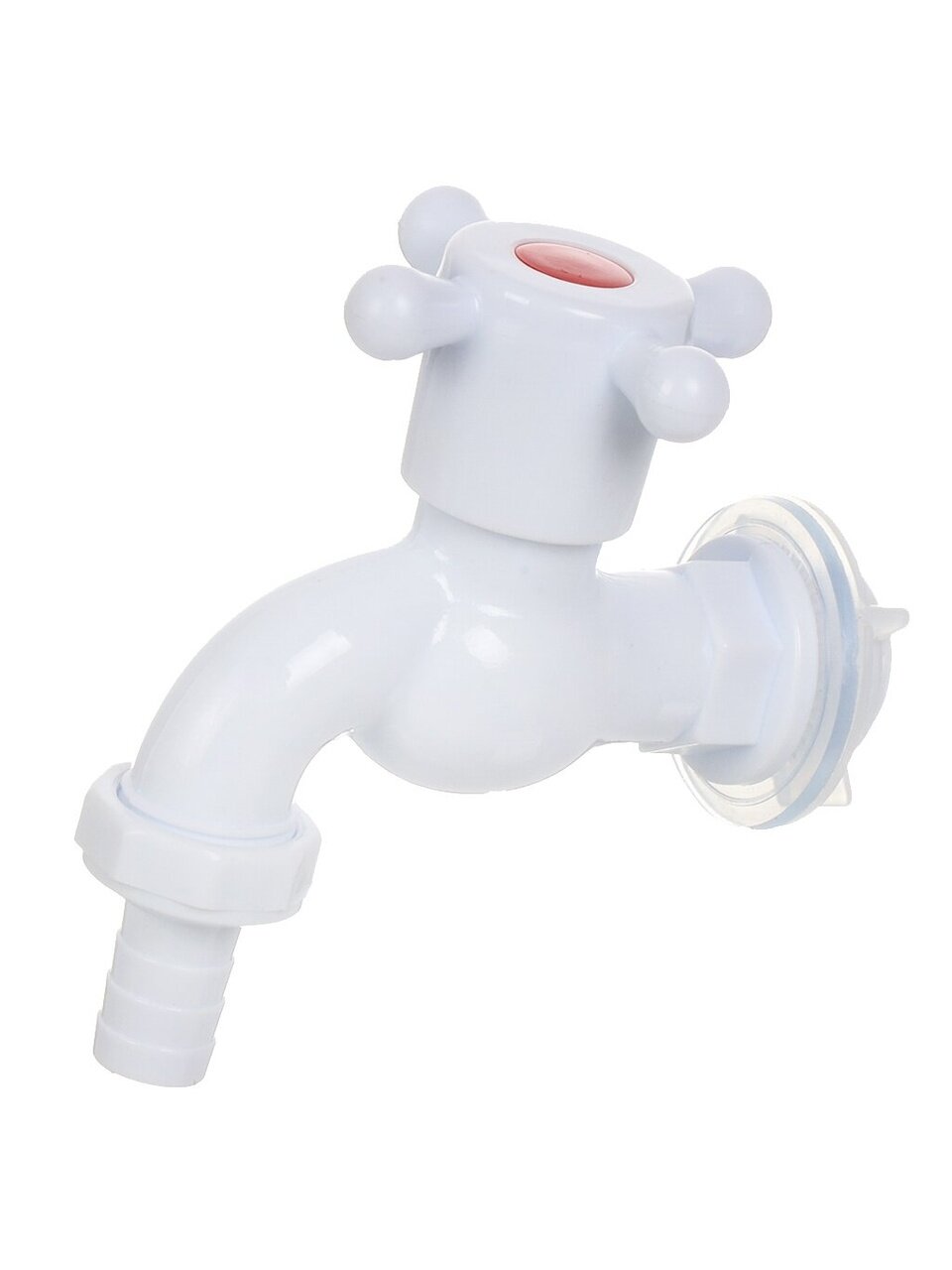 Кран водоразборный, 1/2", пластик, ручка-крест, штуцер с гайкой и прокладкой, индивидуальная упаковка, ComfortFactor