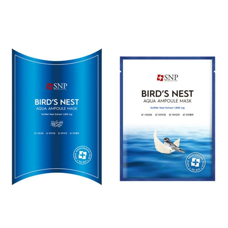 Маска для лица женская SNP Bird's Nest Aqua Ampoule Mask с экстрактом птичьего гнезда, 1000 мг