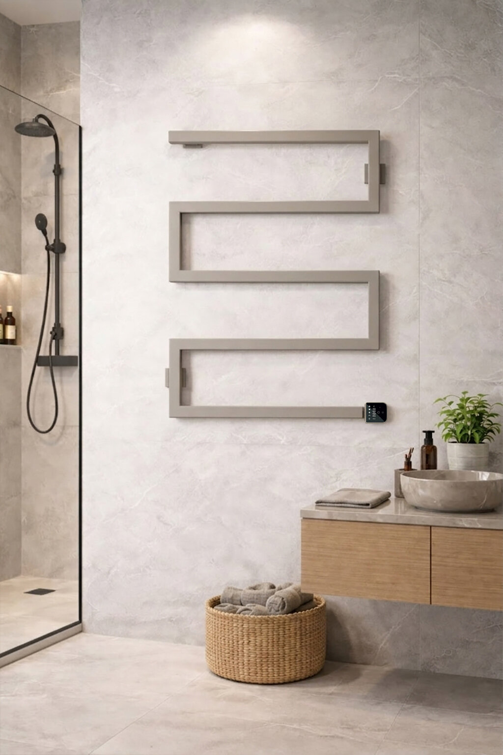 Электрический полотенцесушитель SNAKE-1 100x50 см цвет Грейдж