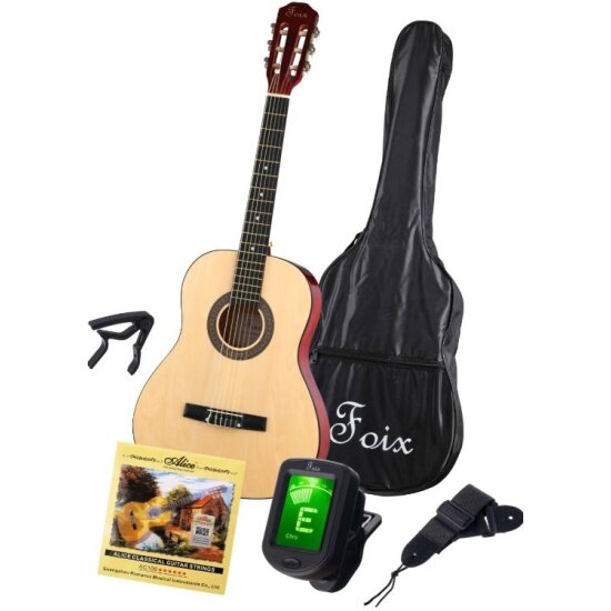 Акустическая гитара Foix FCG-2036CAP-NA-3/4, 3/4 с чехлом, ремнем, тюнером, цвет натуральный