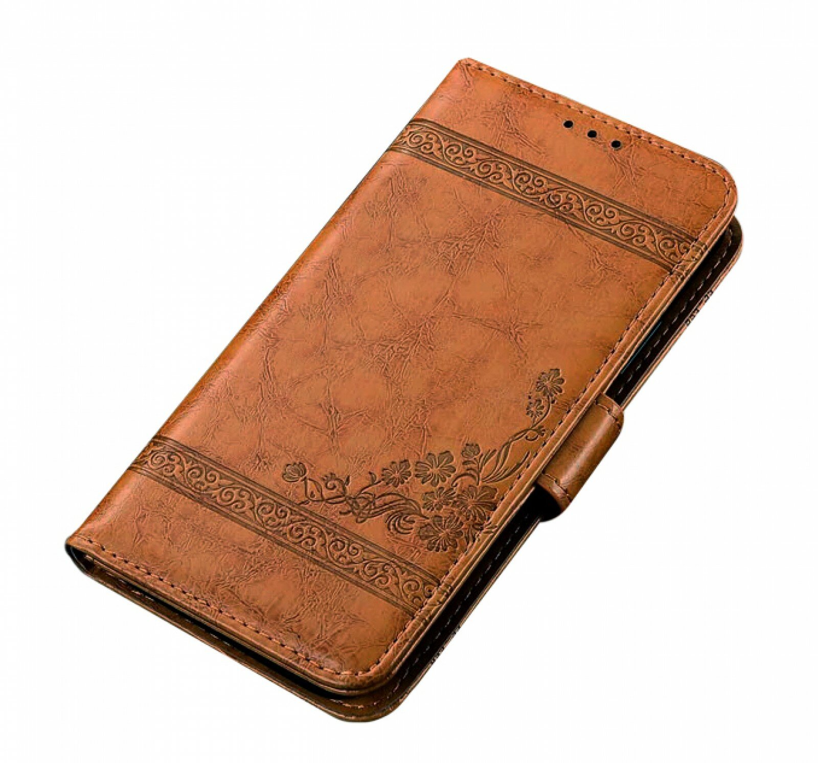 Чехол-книжка MyPads для Apple iPhone 6/6S 4.7 из импортной кожи с тиснением ретро коричневый
