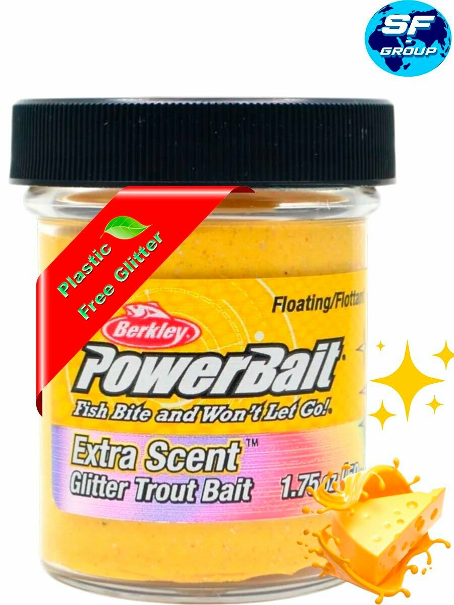 Форелевая паста Berkley PowerBait Extra Scent Glitter Trout Bait Cheese Glitter/gltr 50g