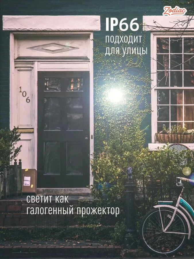 Уличный светодиодный спот ZODIAC YJBXPG-GY50W 50 Вт с датчиком движения, IP66, черный — фото 1