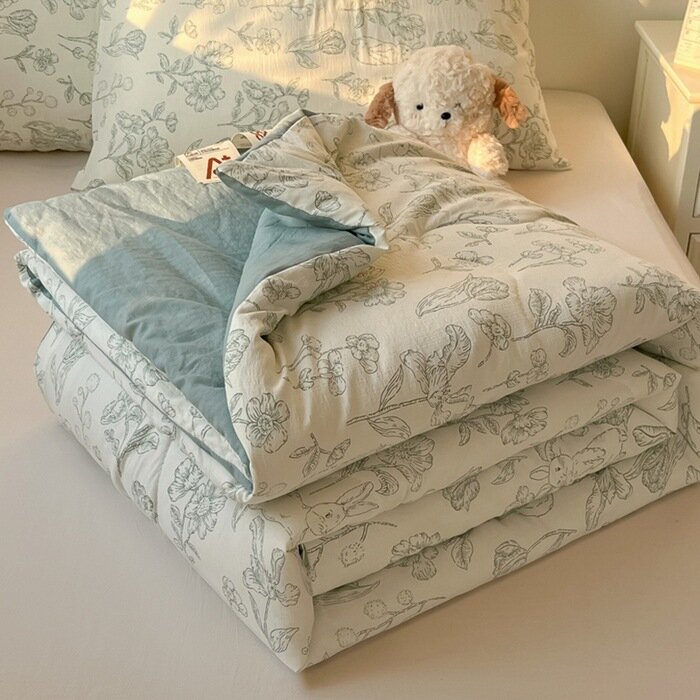 Хлопковое облако-ощущение хлопка, супер мягкое летнее тонкое стеганое одеяло с кондиционером-цветущее, длинное150х200см