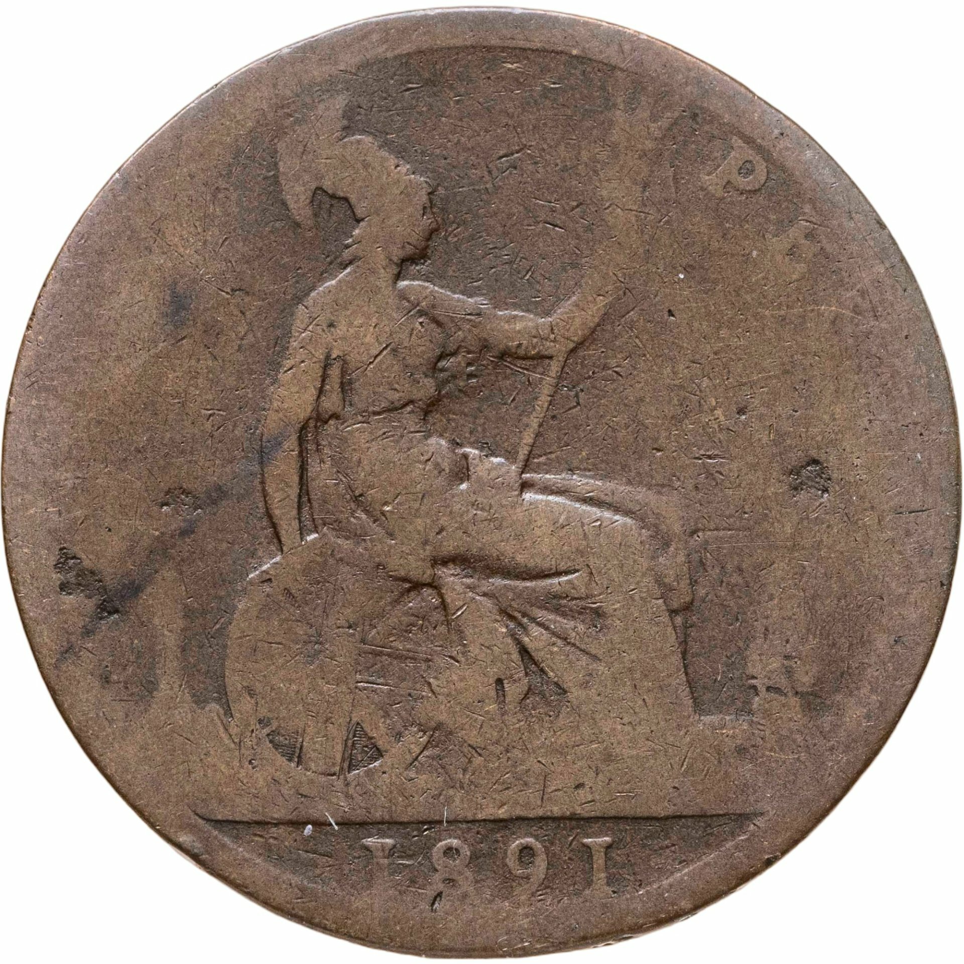 Великобритания 1 пенни penny 1891, Бронза, в сохранности VG-F