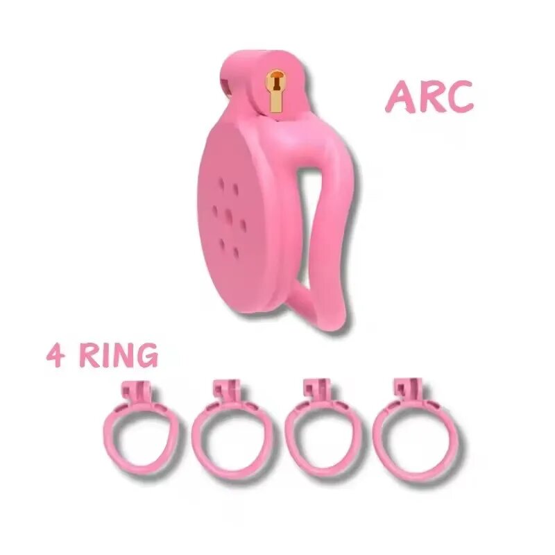 Плоский Мужской пенис замок Пояс верности с 4 кольцами на член дышащий рукав на пенис D Pink