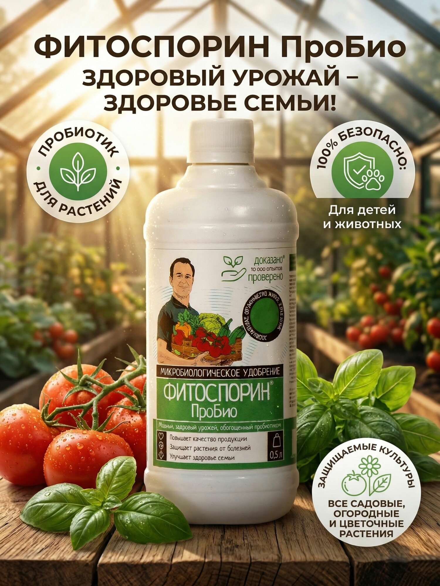 Фитоспорин ПроБио 0,5л инновационный биофунгицид от болезней. Живые бактерии повышают иммунитет растений, стимулируют корни и делают овощи пробиотическими и полезными