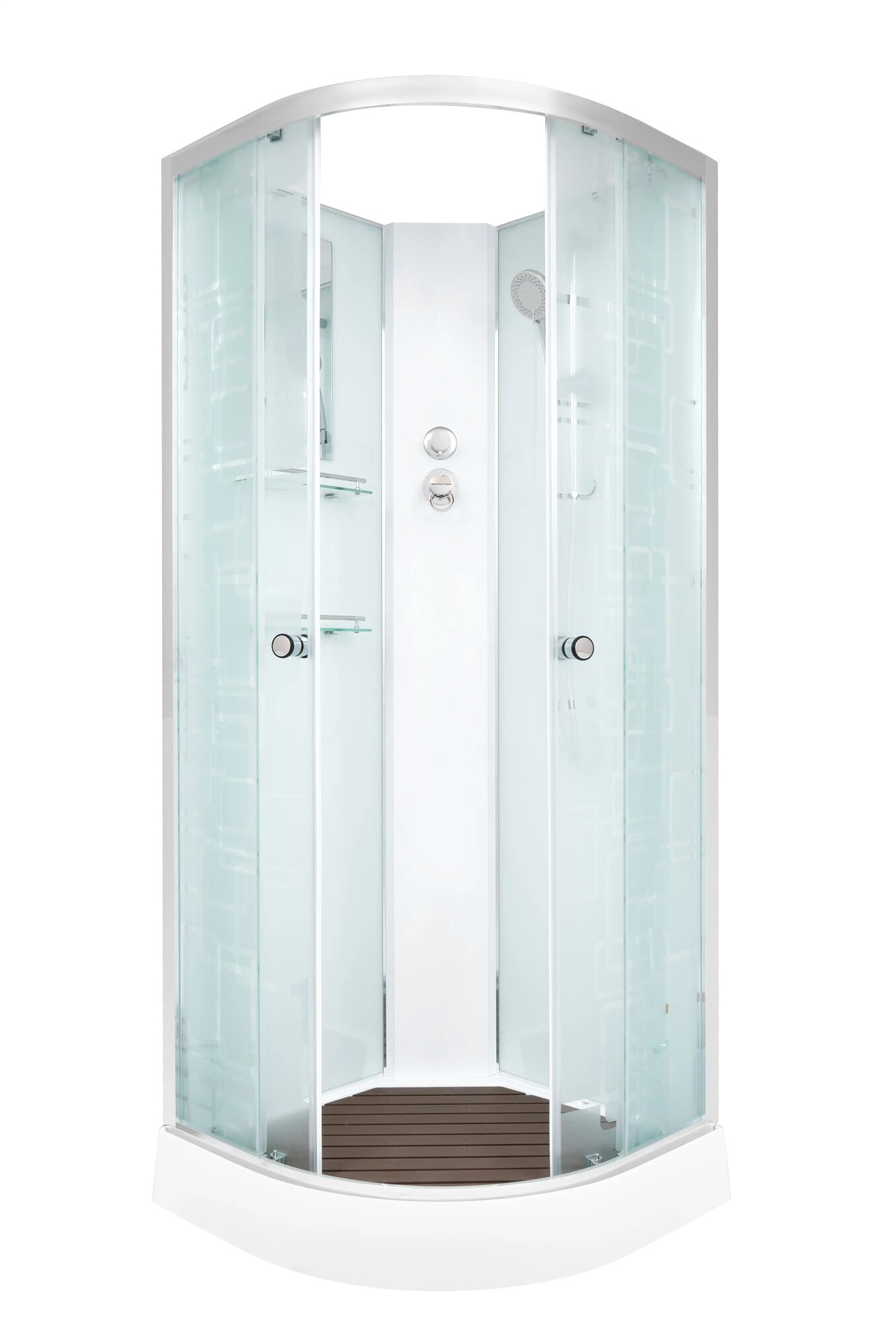 Душевая кабина DTO без крыши с низким поддоном, матовое стекло с узором, 90х90х208 см, серия EM