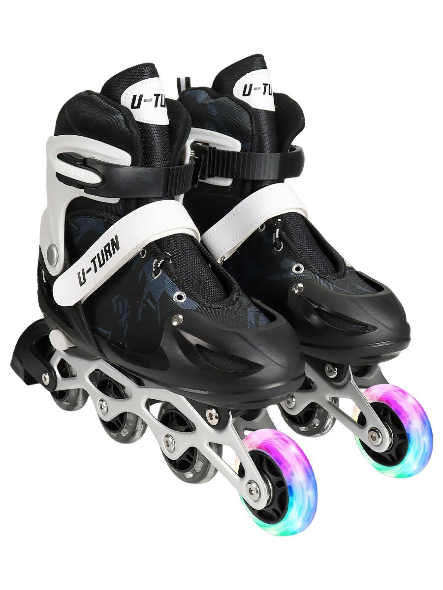 Роликовые коньки раздвижные Street (черно-белые) с сумкой (раздвижные, размер 39-42) (арт. РЛК-2616)