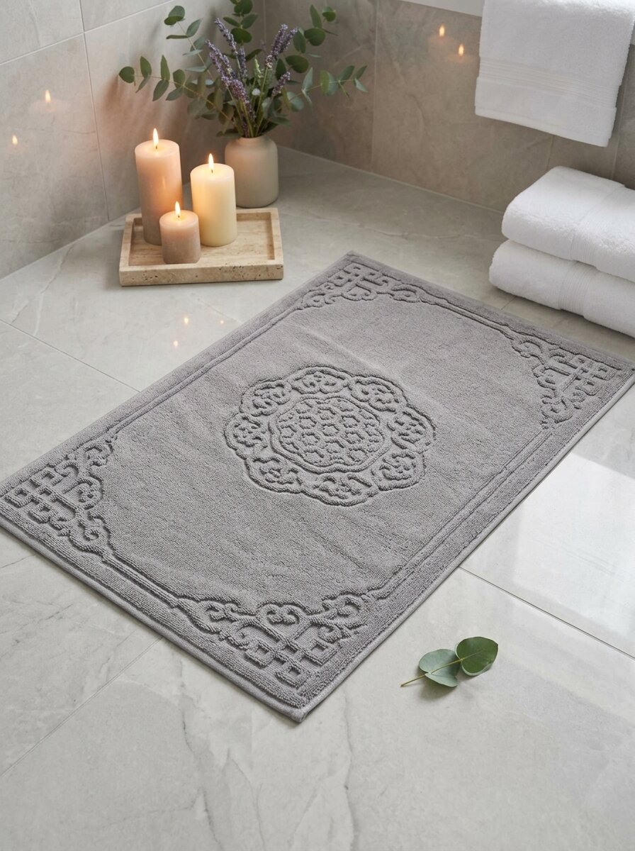 Коврик Natali's Carpets для ванной и душа. Серое полотенце для ног 75х45 см