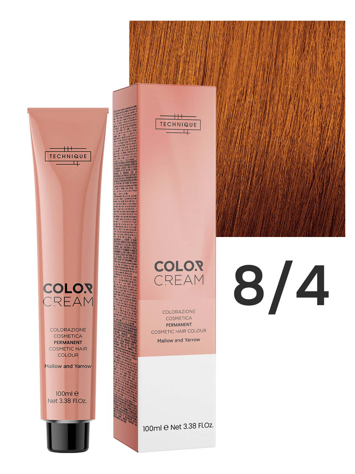 Перманентная крем-краска для волос Technique Color Cream Permanent Cosmetic Hair Colour 8.4 Светлый русый Медный, 100 мл