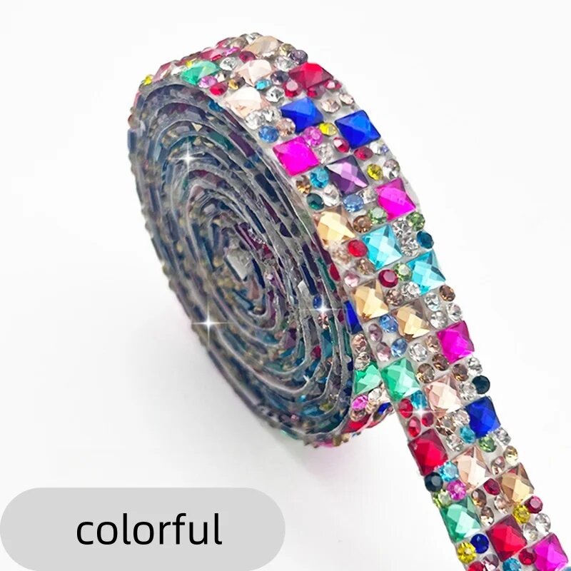 Блестящая лента со стразами, colorful, 1,2 см